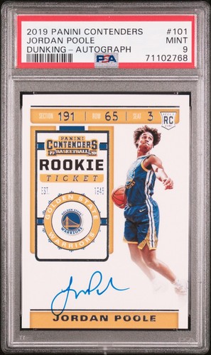 2019 Panini Contenders JORDAN POOLE #101 Dunking-Autograph PSA 9 MINT ...