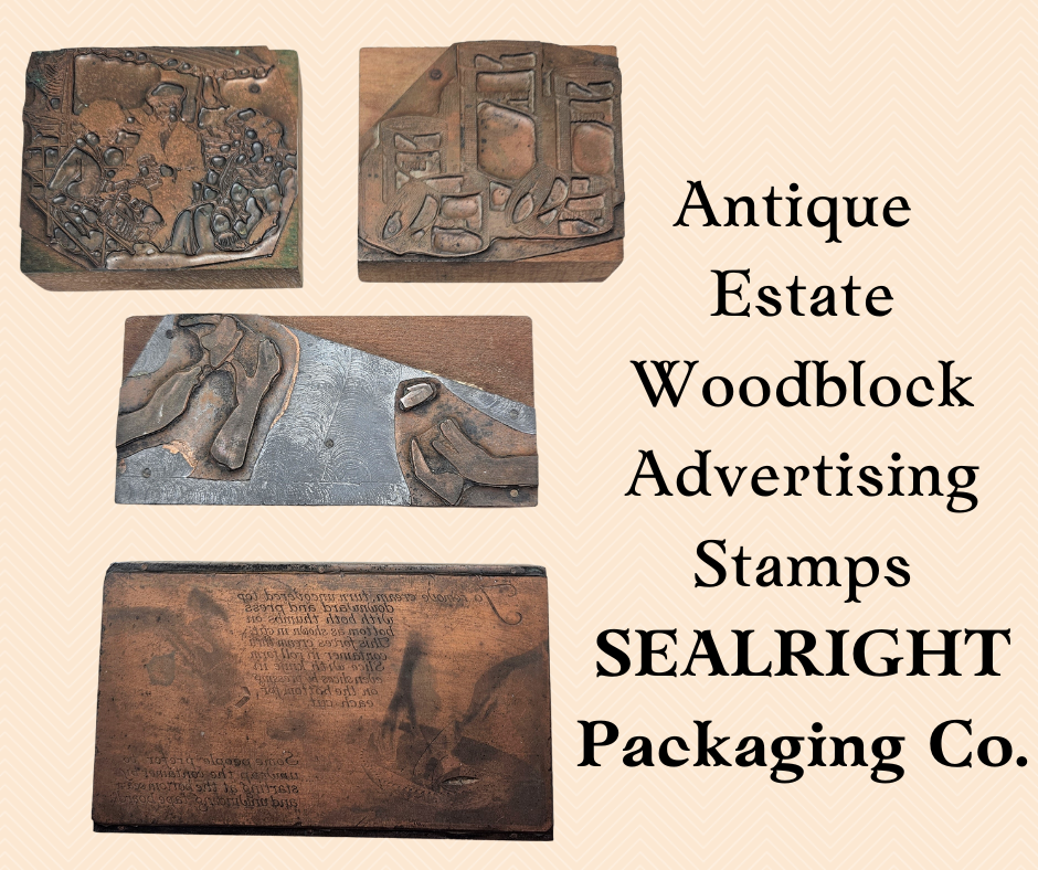 Antique Estate Woodblock Advertising Stamps -SEALRIGHT Container ...