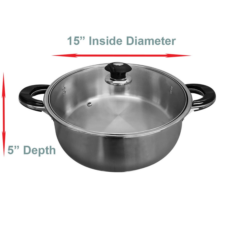 High Quality Stainless Steel Low Pot Dutch Oven Casserole Stock Pot ...