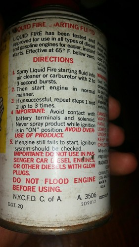 Vintage Liquid Fire Starting Fluid Diesel & Gasoline Engines metal Top ...