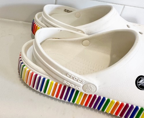 Crocs Crocband Color Spectrum White Clogs Rainbow Pri… - Gem