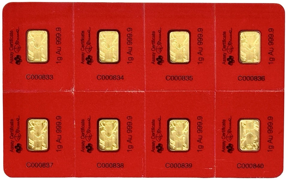 8 x 2016 PAMP The Lunar Calendar Series Monkey 1 Gram .9999 Fine Gold ...