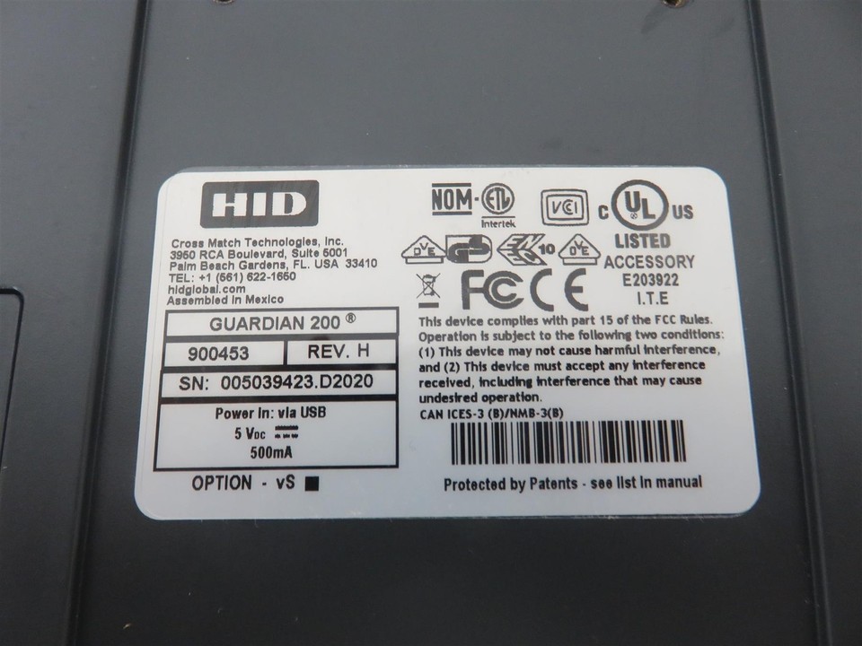 HID Guardian 200 Ten-Print USB Fingerprint Scanner Compact 900453 | eBay
