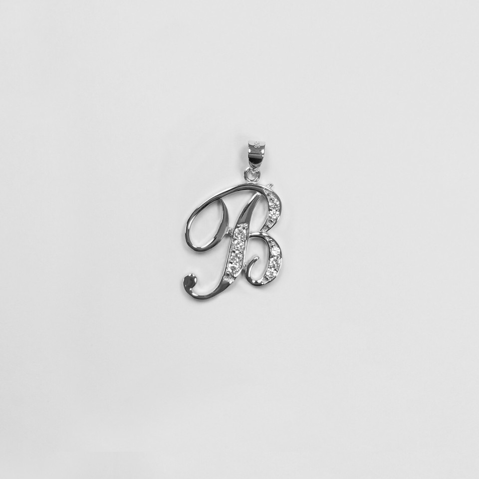 925 Sterling Silver Script Initials with CZ (Choose Initial) | eBay