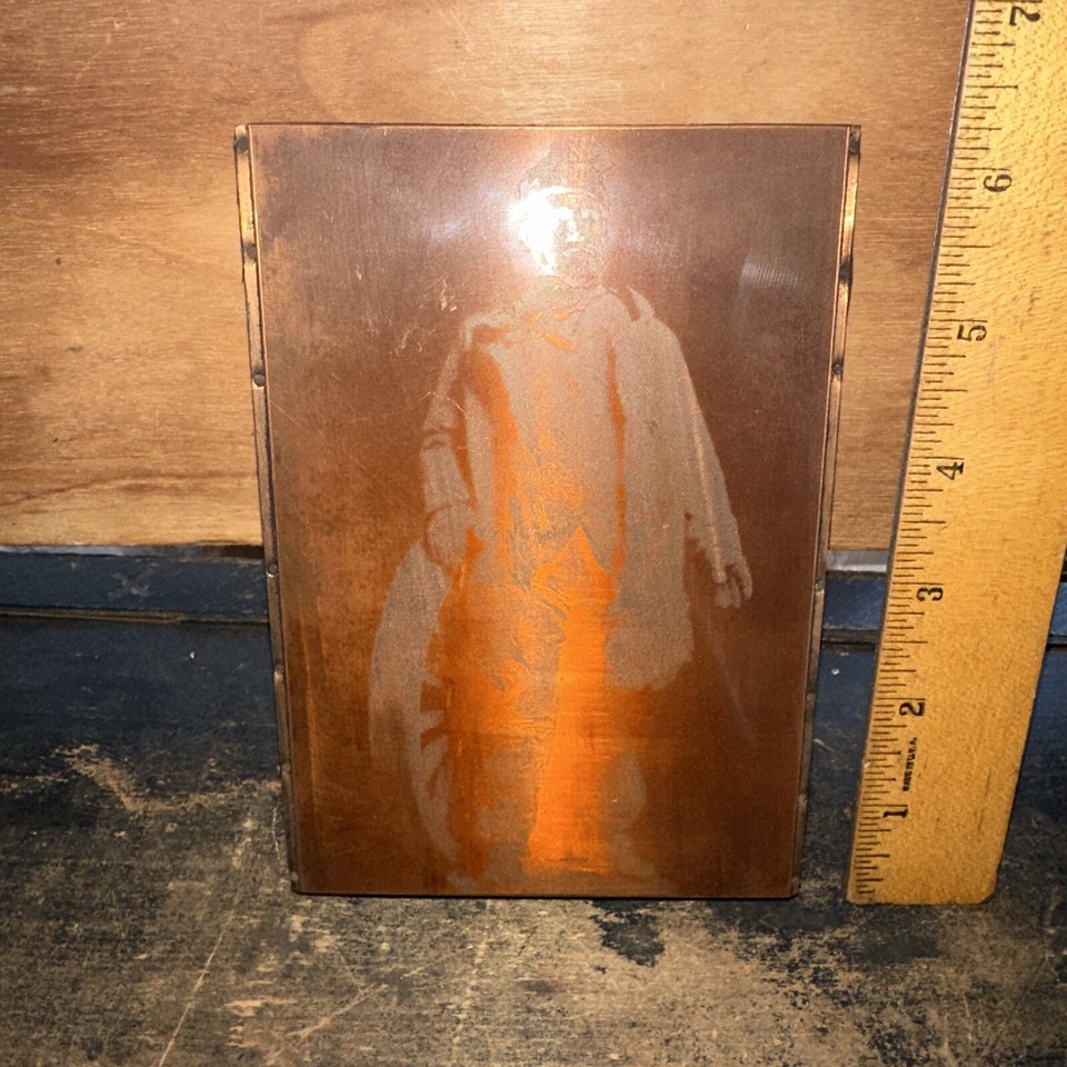 Printing Block ( Man, Ship Captain?? ) Heroic Pose. Copper Face Block ...
