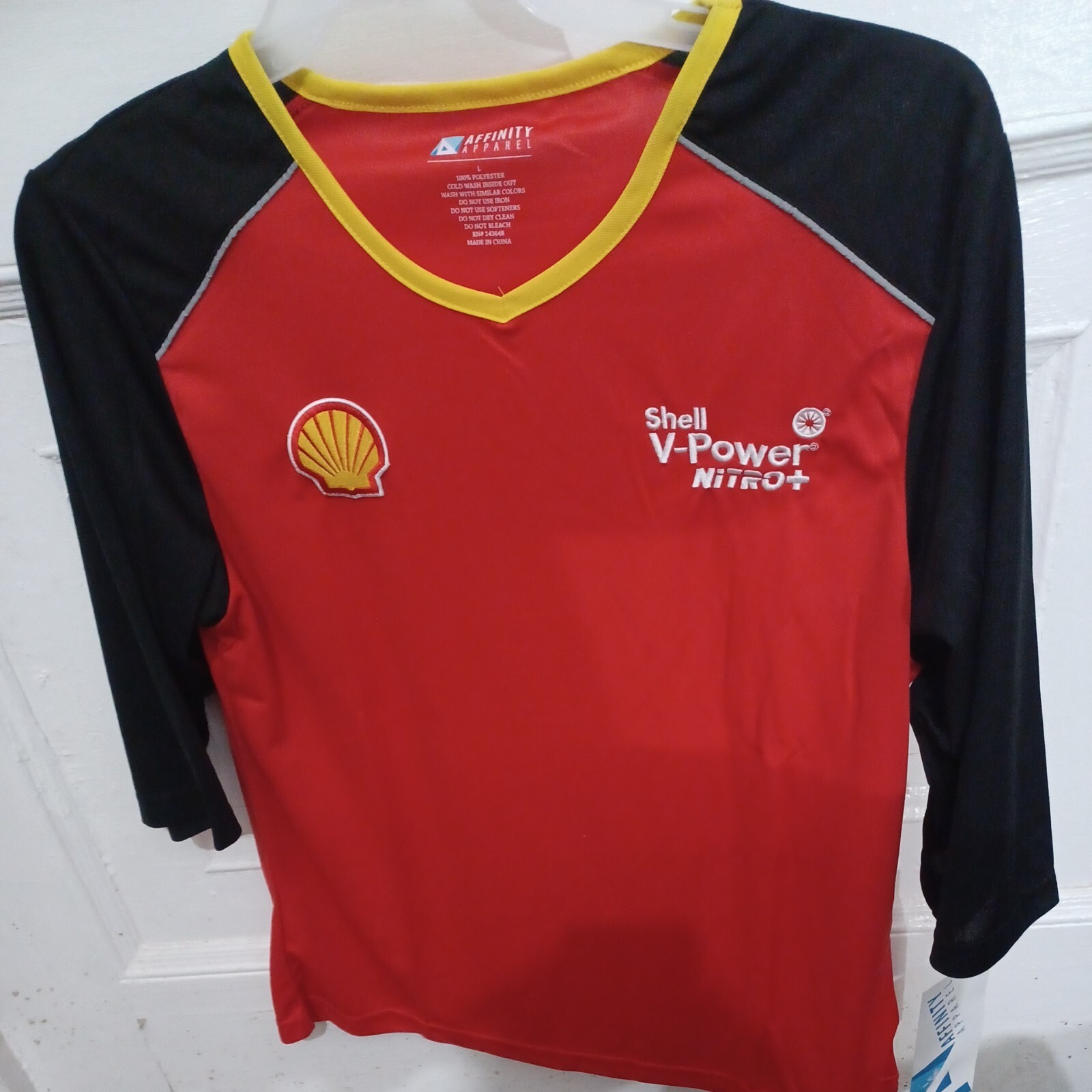 Affinity Apparel Racing Jersey Men's L Red Shell V-Po… - Gem