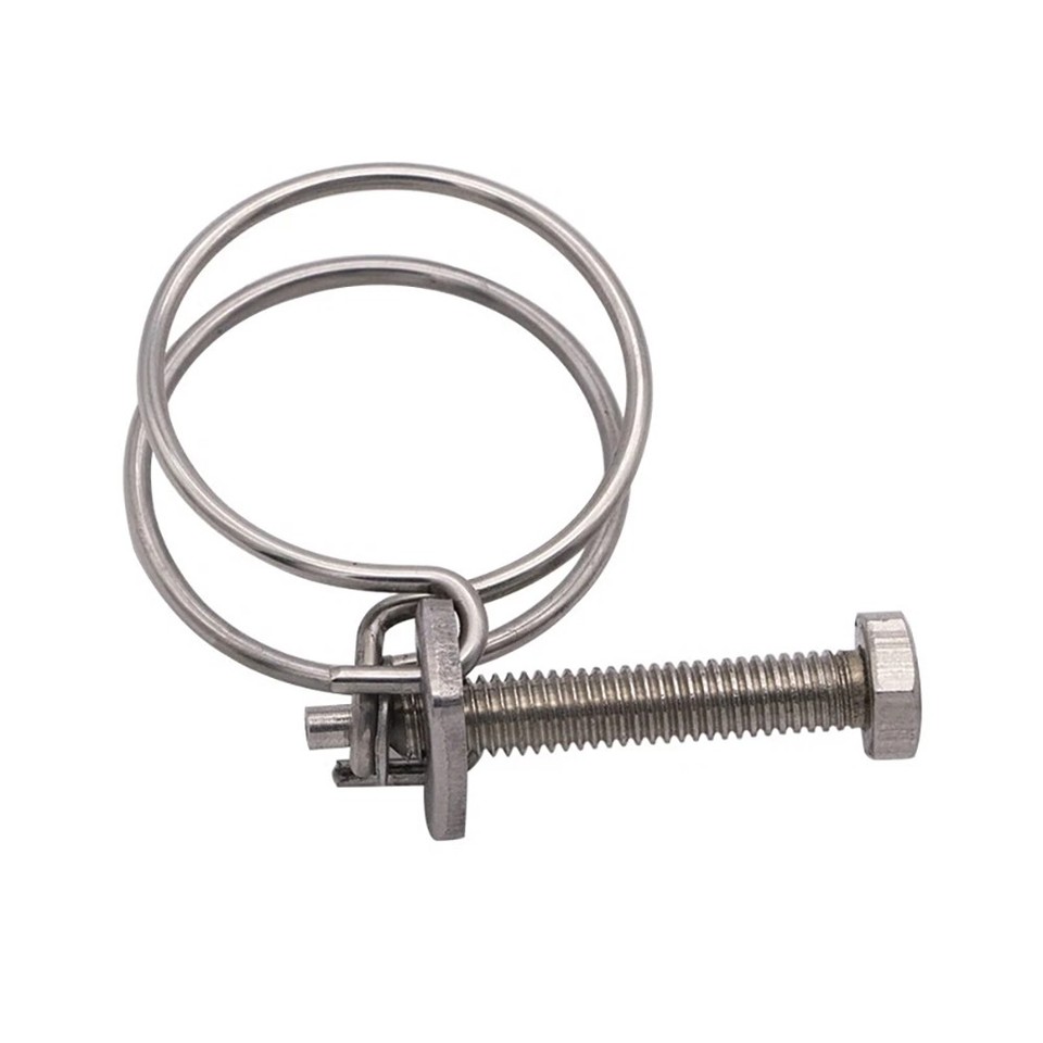 304 Stainless Steel Double Wire Hose Clamp 9mm-290mm Adjustable Pipe ...