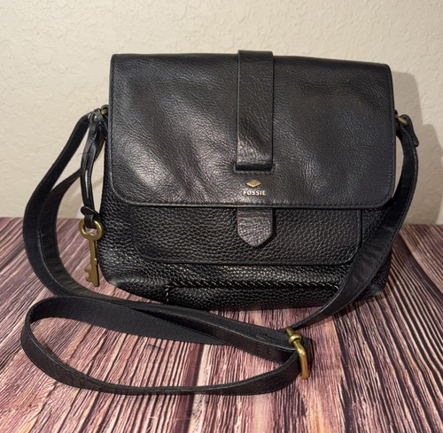 Fossil Kinley Small Crossbody Black Leather Bag | eBay