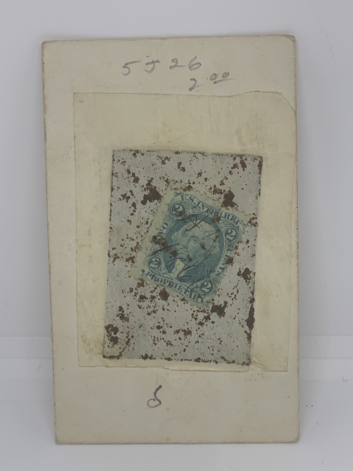 Antique Tintype Photo Of A Young Man with Two Cent Stamp on the ...