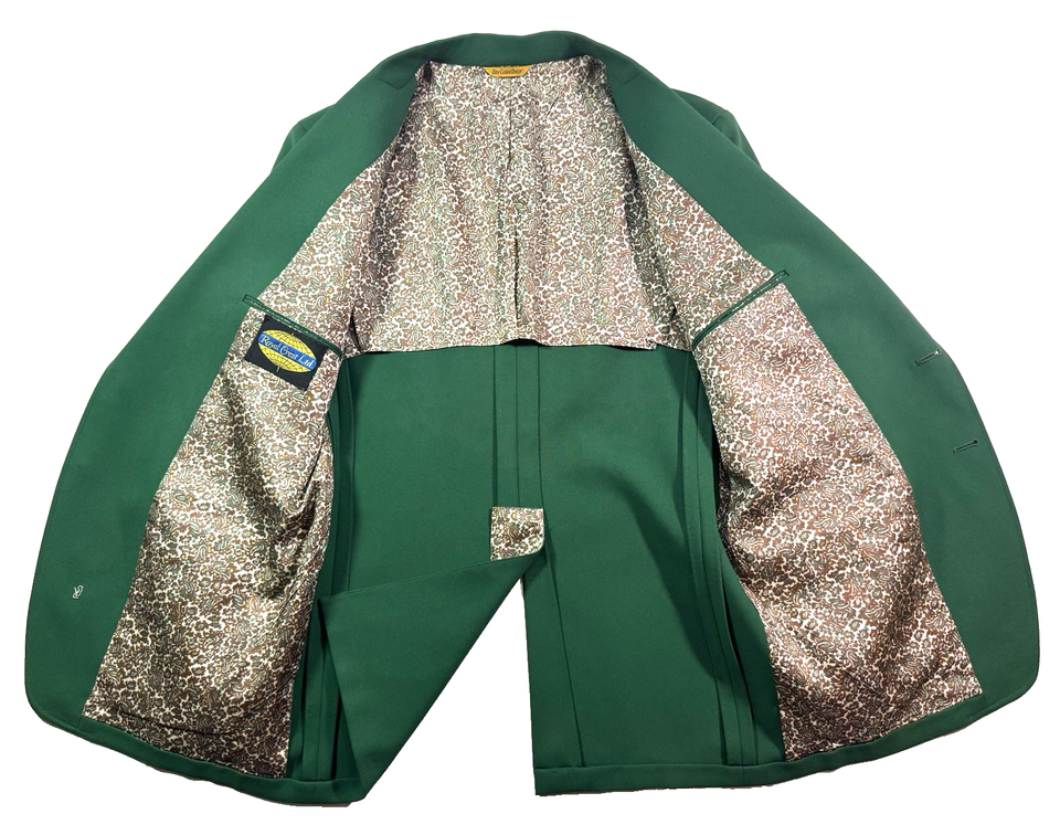 vtg mens Green Golf blazer jacket sport suit coat hopsack masters retro ...