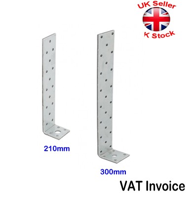 Galvanised Long 90 Degree Angle Brackets 210 or 300mm Width 40mm ...