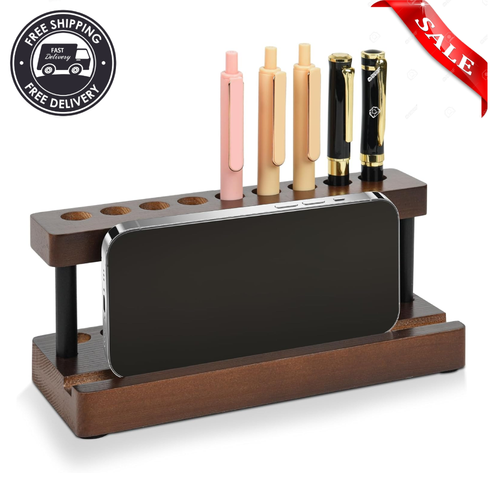 Wooden Pen Holder for Desk, Pencil Holder Wood Fountain Pens Display ...