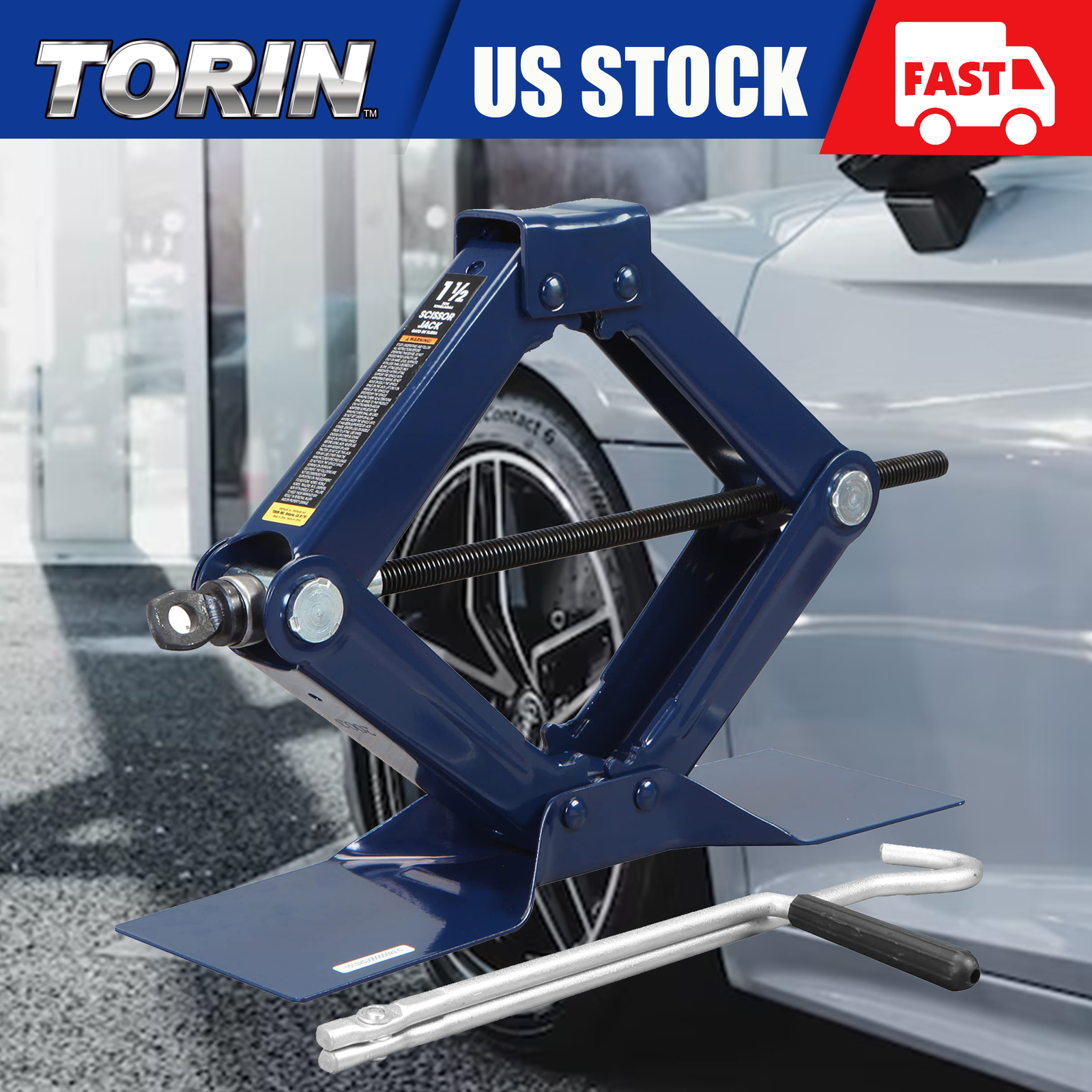 TCE 1.5Ton (3,000 lb) Torin Steel Scissor Lift Jack Car Kit, Blue ...