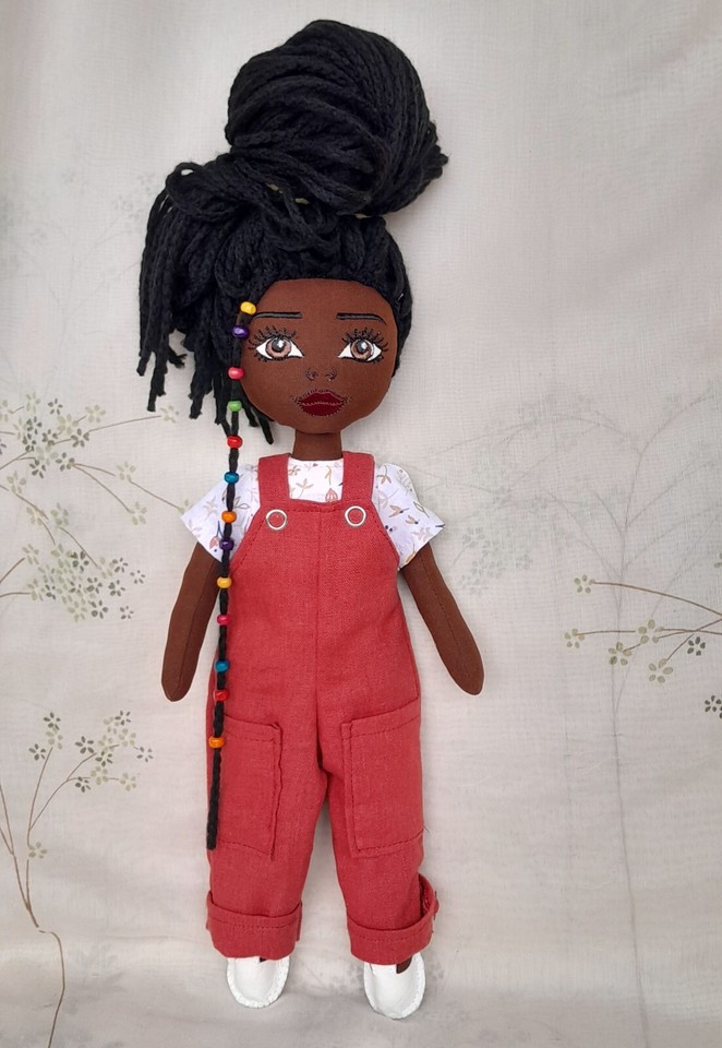 Black rag doll with braids, African American doll, Handmade Brown Skin ...