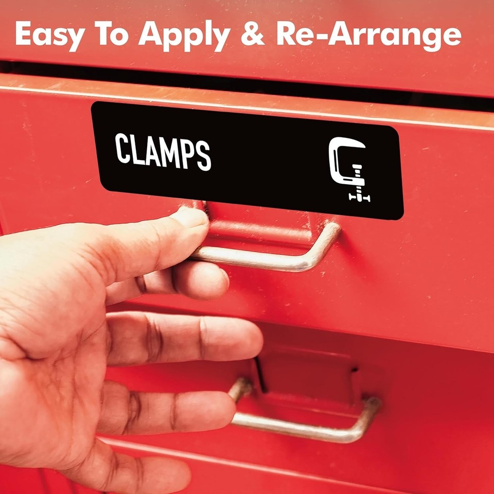 90 PCS Magnetic Toolbox Labels, 82 Pre-Printed & 8 Blanks Large Size ...