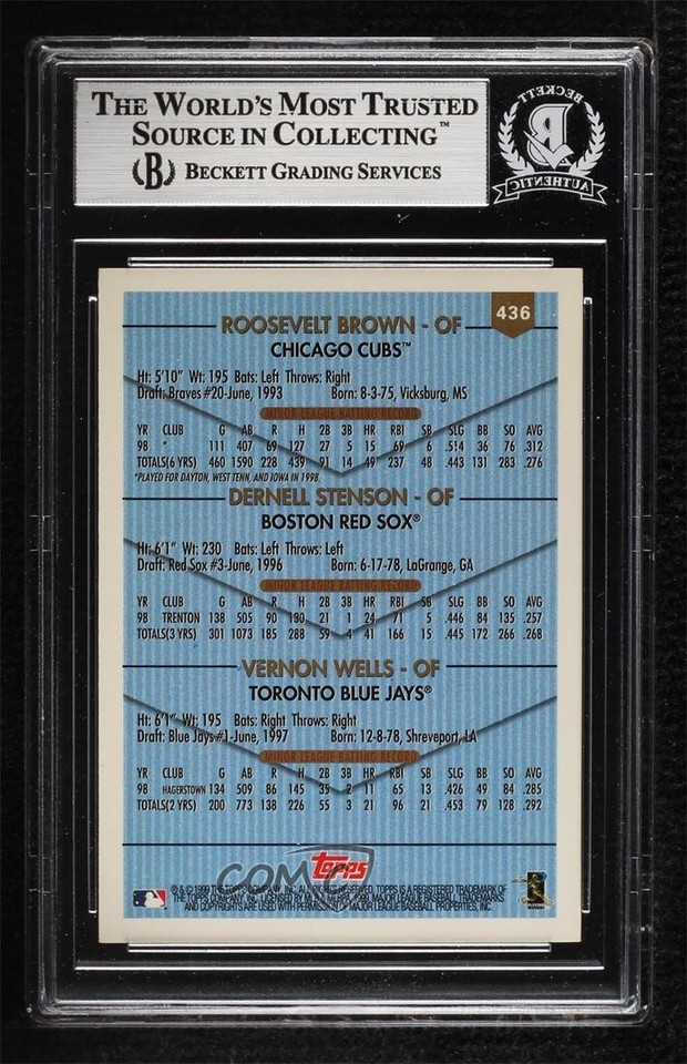 BAS 1999 Topps Prospects Roosevelt Brown Vernon Wells BGS Authentic ...