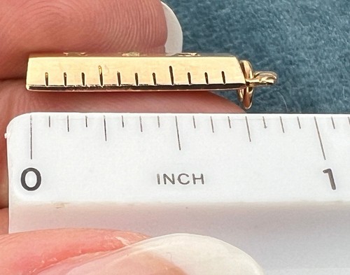 10k Gold RULER Pendant w Gypsy-Set Topaz. Crafter Builder 1" | eBay