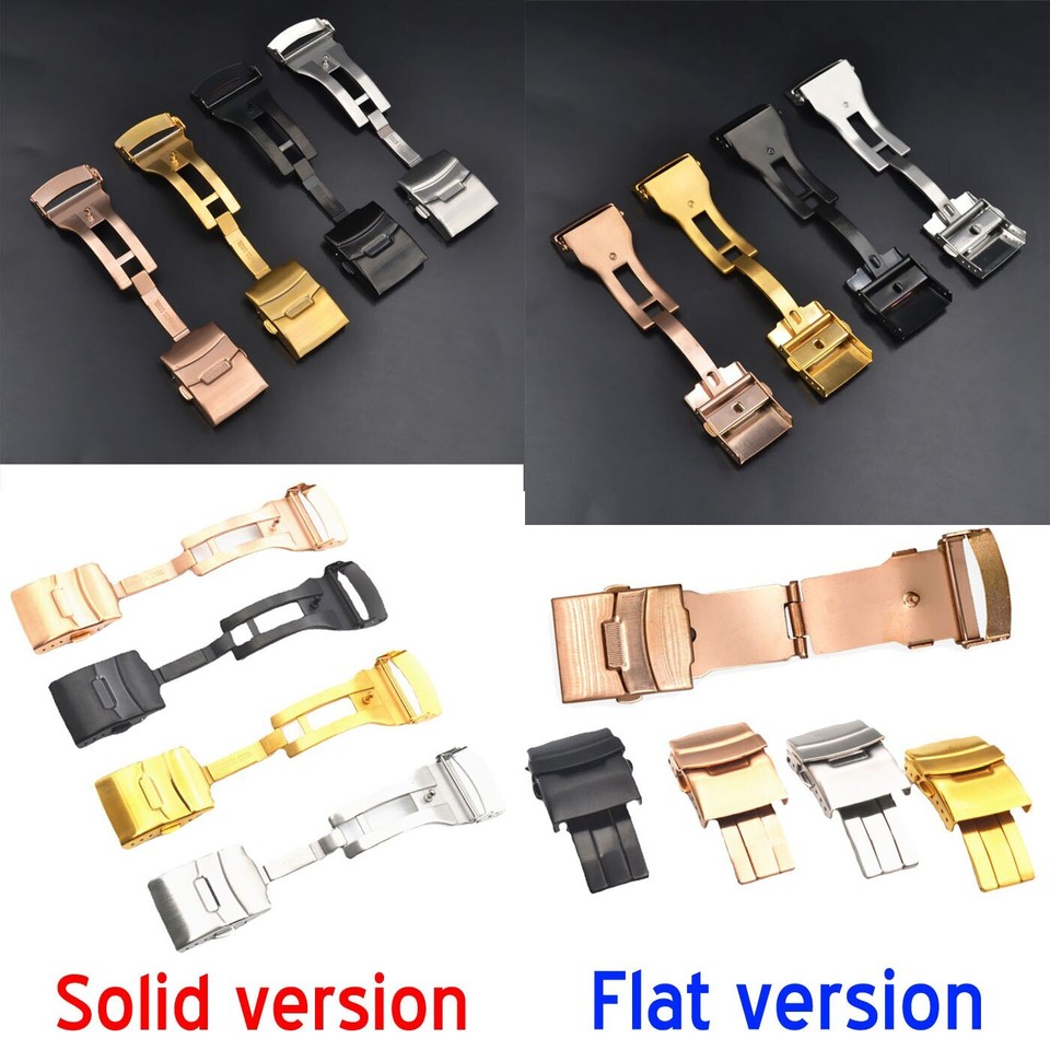 Stainless Steel Watch Strap Buckle 16 18 20 22 24 26mm Dual Folding ...