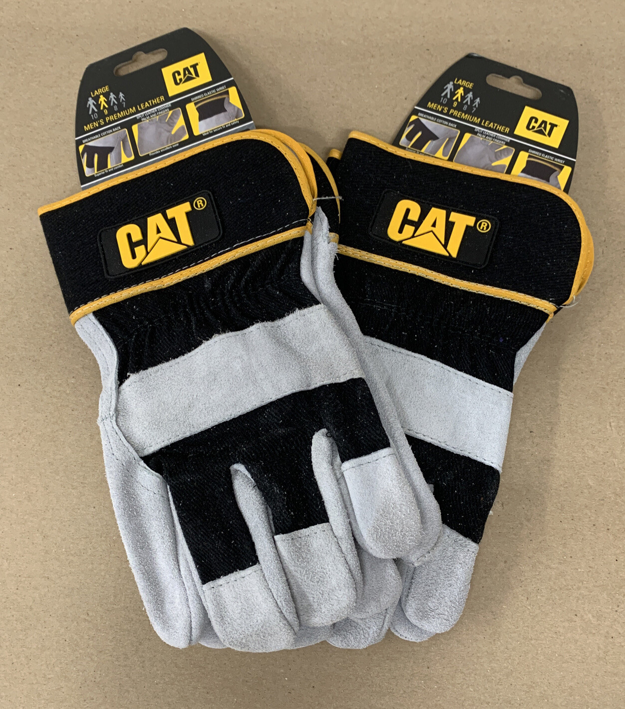 Caterpillar Cat013201l Premium Grey Black Cowhide Split Leather Palm ...