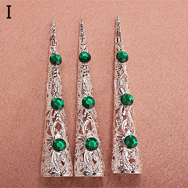 1 X Chinese Ancient Long Nail Rings Fingernails Joint Armour Knuckle ...