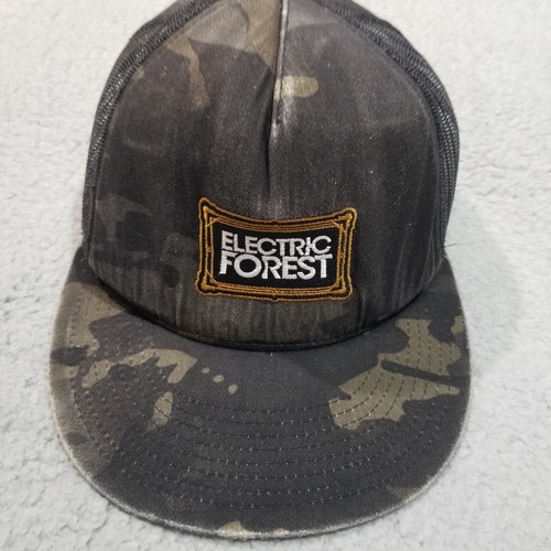 Electric Forest Hat Cap Mens Snap Back Black Trucker Mesh Camo Festival ...