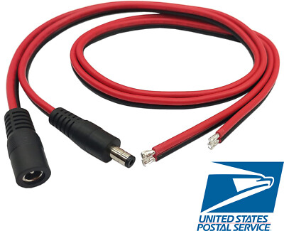 DC Power Pigtail Cable Wire Plug 18 AWG 2.1mm x 5.5mm 12V 5A Male ...