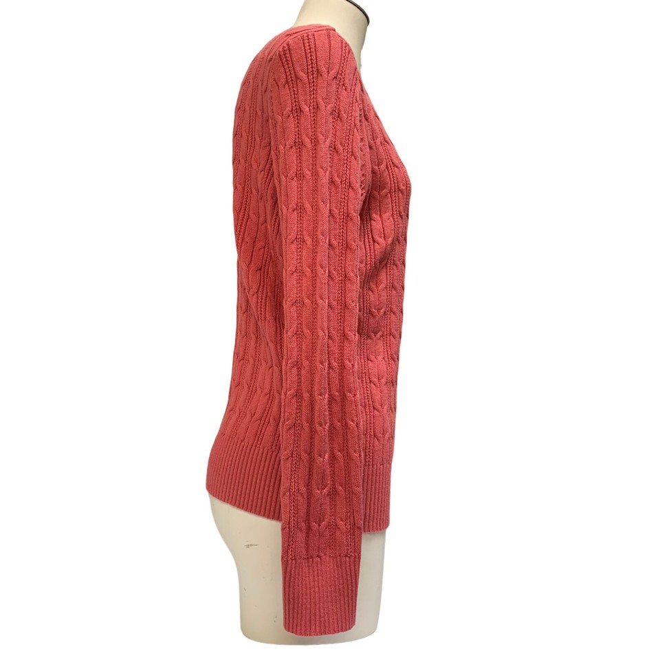 St Johns Bay Cable Knit Sweater Size Large V-Neck Long Sleeve Mineral ...