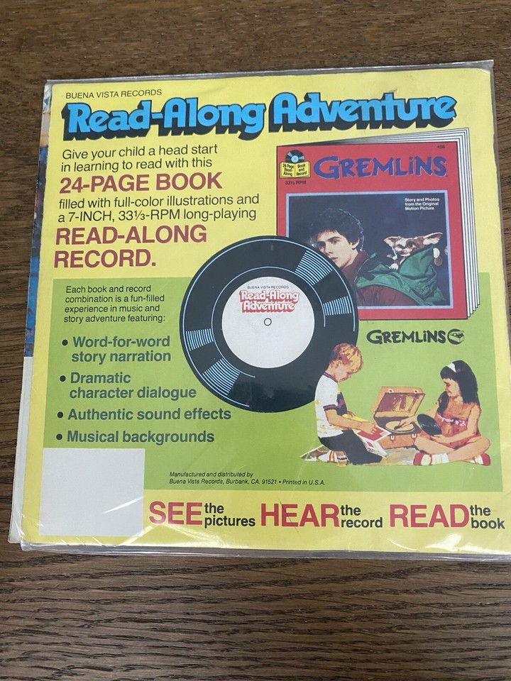 Sealed Gremlins Movie 7” Record + Read-Along Book #466 1984 Gizmo | eBay