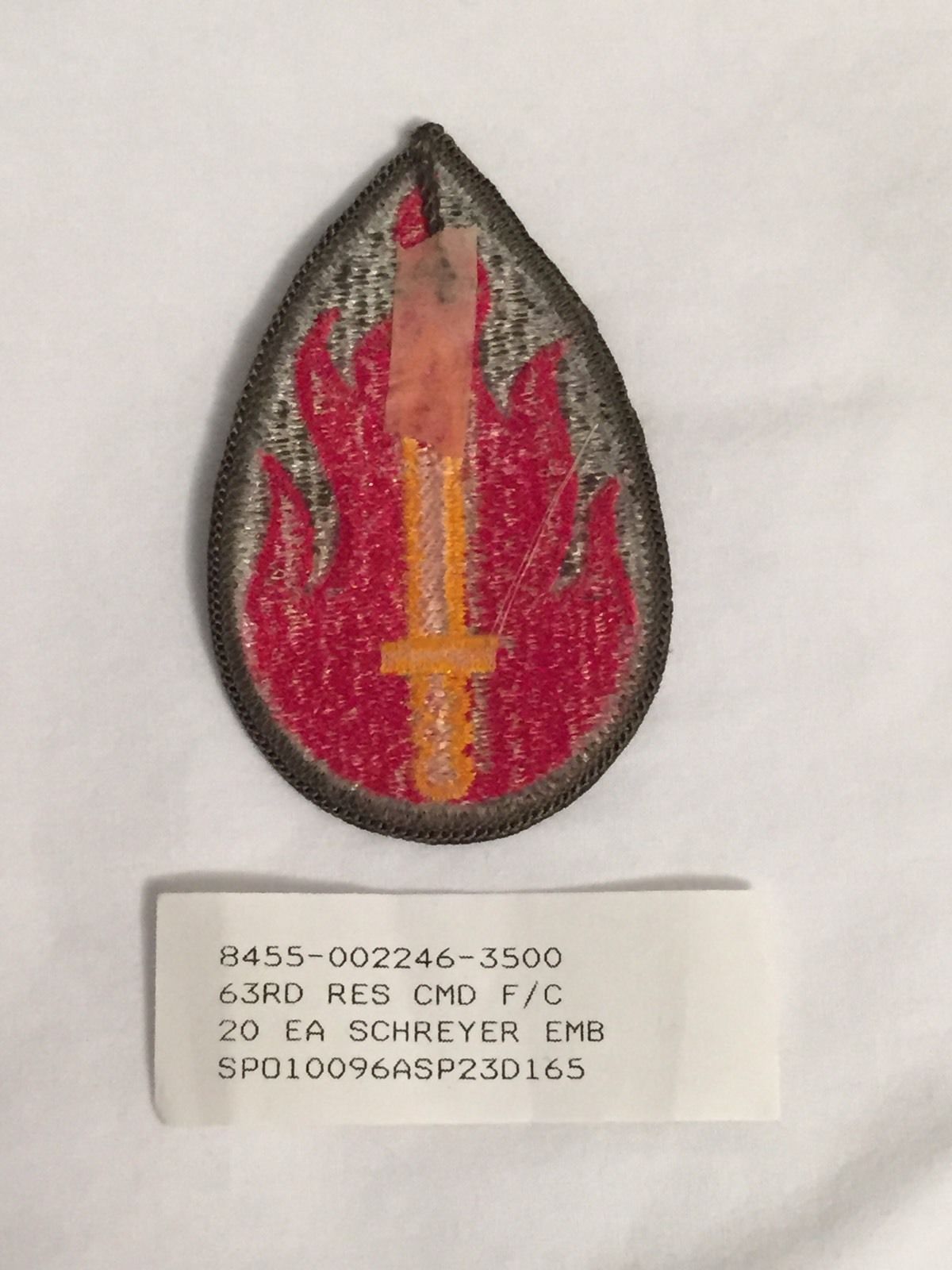 63rd INF DIV REGIONAL SUPPORT COMMAND BLOOD & FIRE SHOULDER INSIGNIA ...