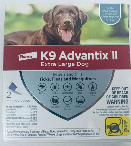 K9 Advantix II Flea & Tick Prevemtion for XL Dogs Over 55 lbs 2 Monthly ...