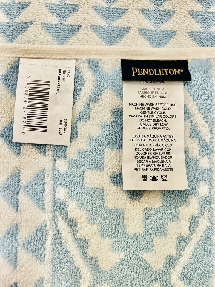 Pendleton Towel Set 2 Hand Towels Light Blue Sundown 100% Cotton NWT | eBay