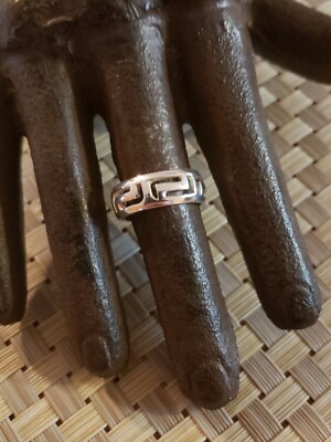 VINTAGE STERLING SILVER CUT OUT TRIBAL DESIGNS RING SIZE 5.5 ESTATE 925 ...