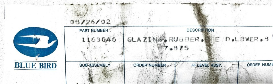Blue Bird Rubber Lower Glazing 1168046 NOS | eBay