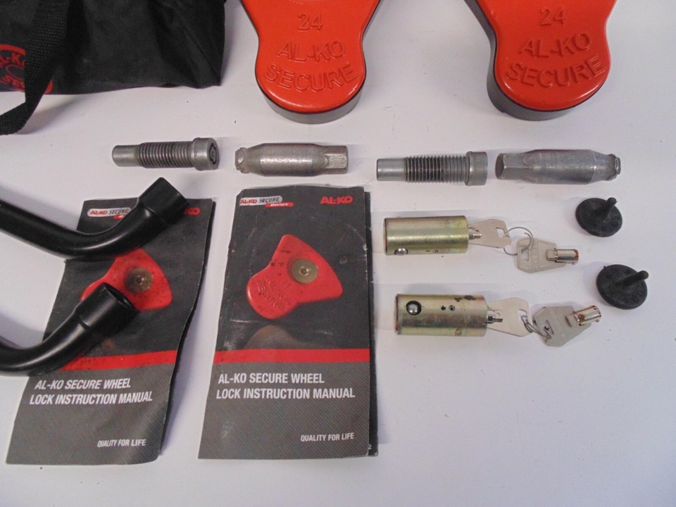 Alko Al-KO 24 Twin Axle Wheel Lock Set Caravan Motorhome Wheel Lock Kit ...