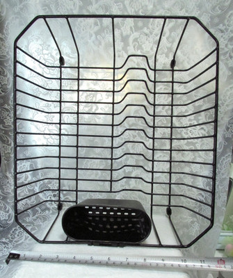 Vintage Black Rubbermaid COATED WIRE DISH DRAINER Drying Rack w Utensil ...