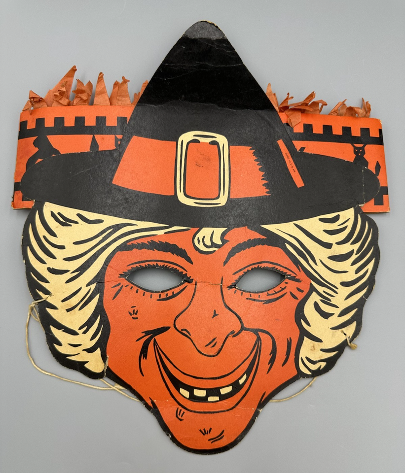Vintage Scarce HALLOWEEN WITCH MASK Tissue Hat Costume | eBay