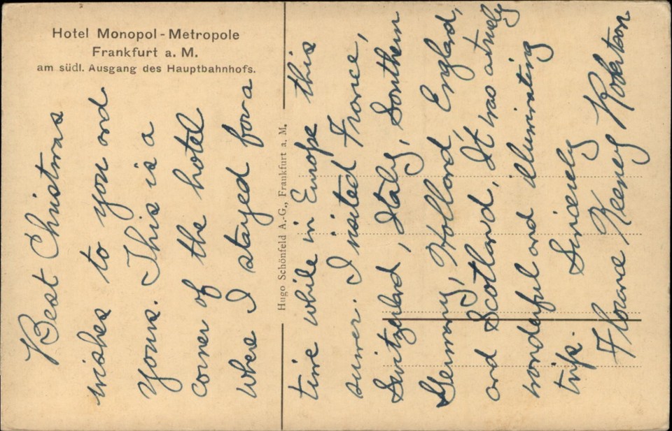 Hotel Monopol Metropole Frankfurt am Main Germany vintage postcard c678 ...