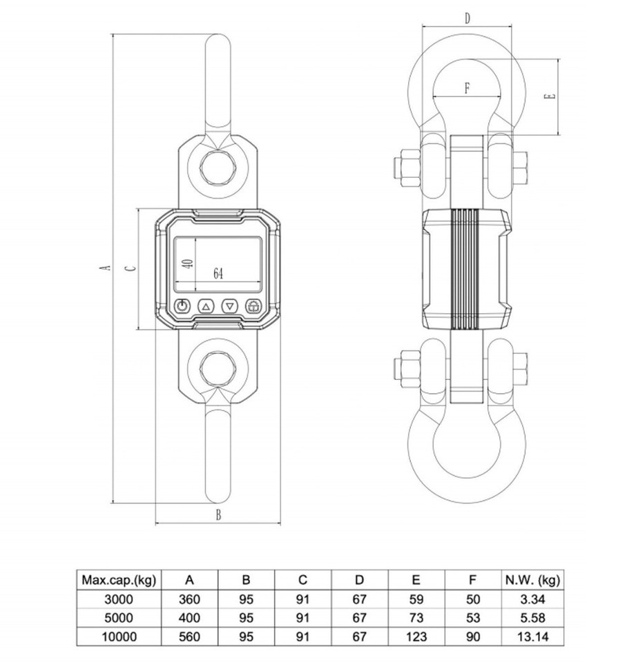 3T/5T/10T Dynamometer Digital Crane Scale with Bluetooth 20000lb ...
