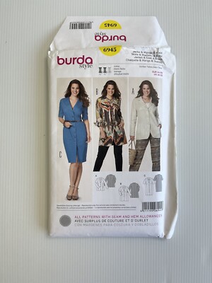 Burda Sewing Pattern 6945 Ladies Misses Dress Jacket Coat Size 18-30 ...