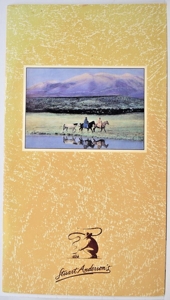 1991 Stuart Anderson's Black Angus Restaurant Menu Chuck Wagon Cattle ...