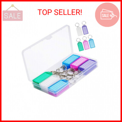 Cuttte 20 Pack Plastic Key Tags with Container, Key Labels with Ring ...