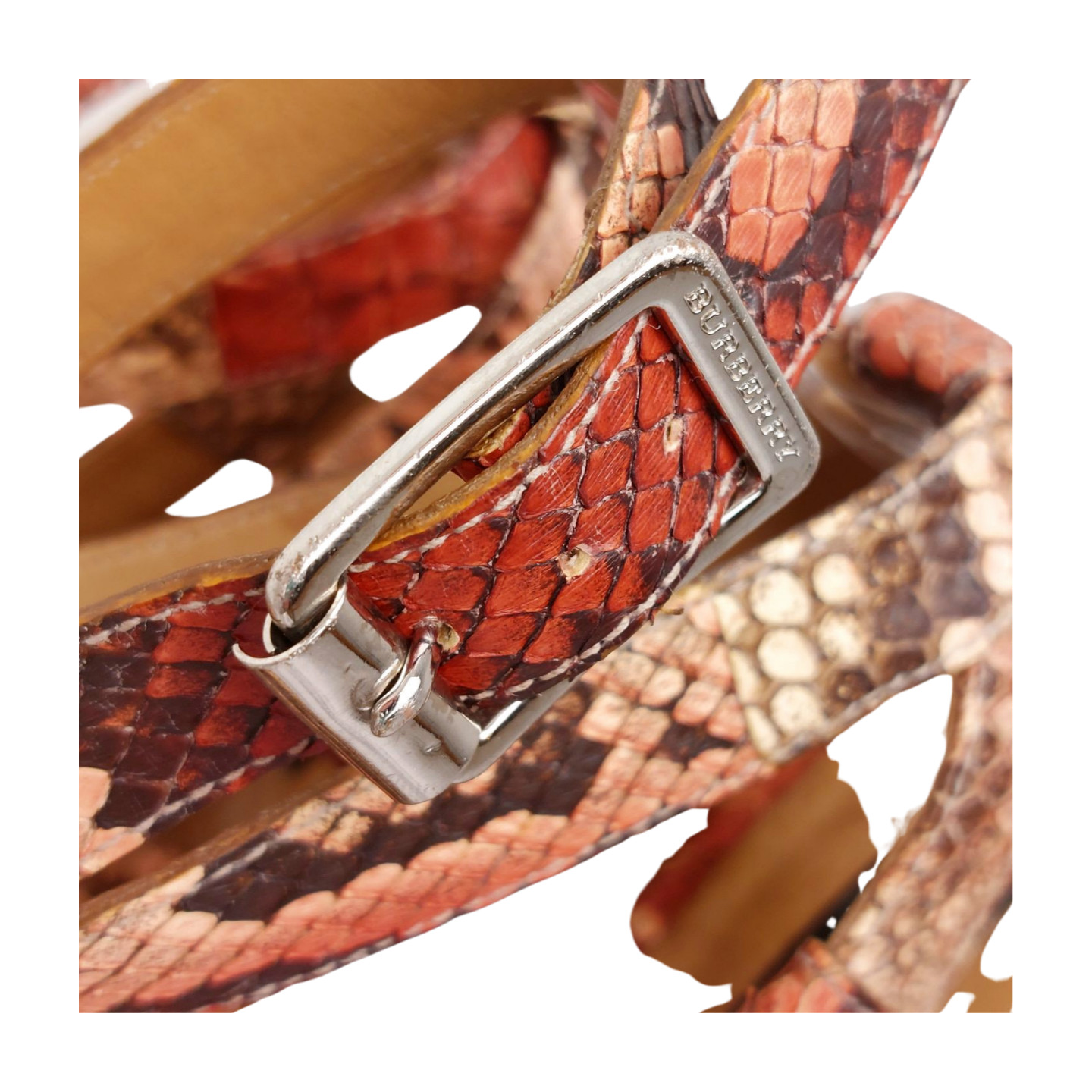 Burberry Python Leather Motorcycle Platform Sandal Li… - Gem