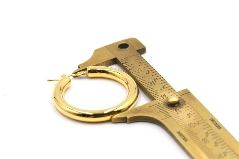 Estate 18k Yellow Gold Polished 5mm Large Thick Hoop Loop Earrings ...