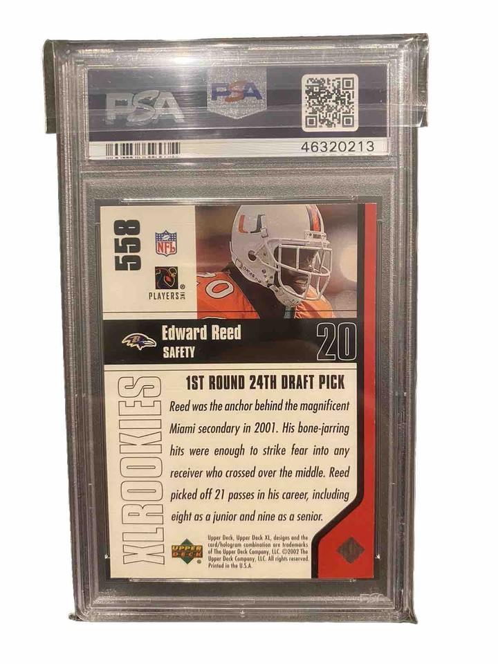 2002 Upper Deck XL Holofoil Ed Reed #558 Rookie RC HOF PSA 9 Mint ...