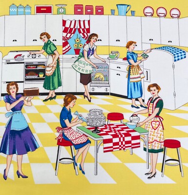 Michael Miller "Home Ec" Retro Housewife Print Fabric YY869 | eBay