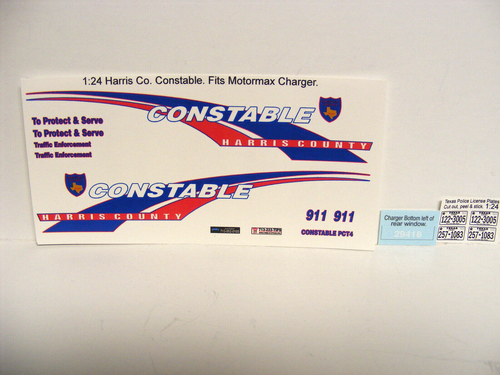Harris County TX Constable 1:24 Water slide Decal Set Fits Motormax ...