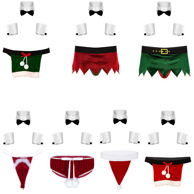 Mens Christmas Costume Eve Nightwear Lingerie Set Santa Outfits ...