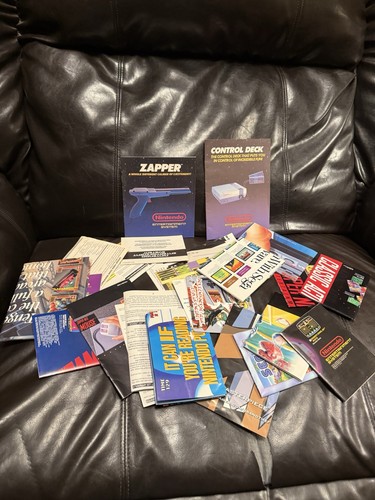 Various Vintage Nintendo NES SNES Sega Video Game Inserts And Manuals ...