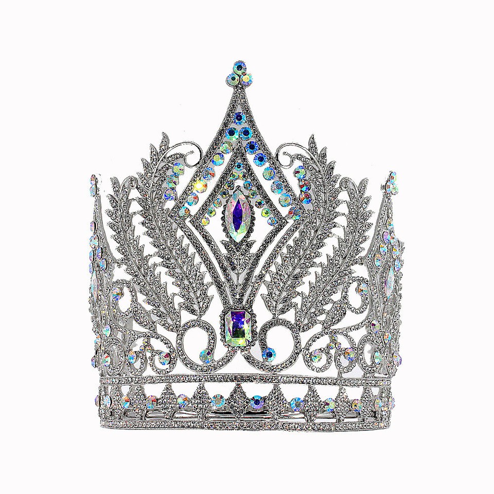 19.5cm Tall Crystal Huge Tiara Crown Wedding Bridal Queen Princess For ...