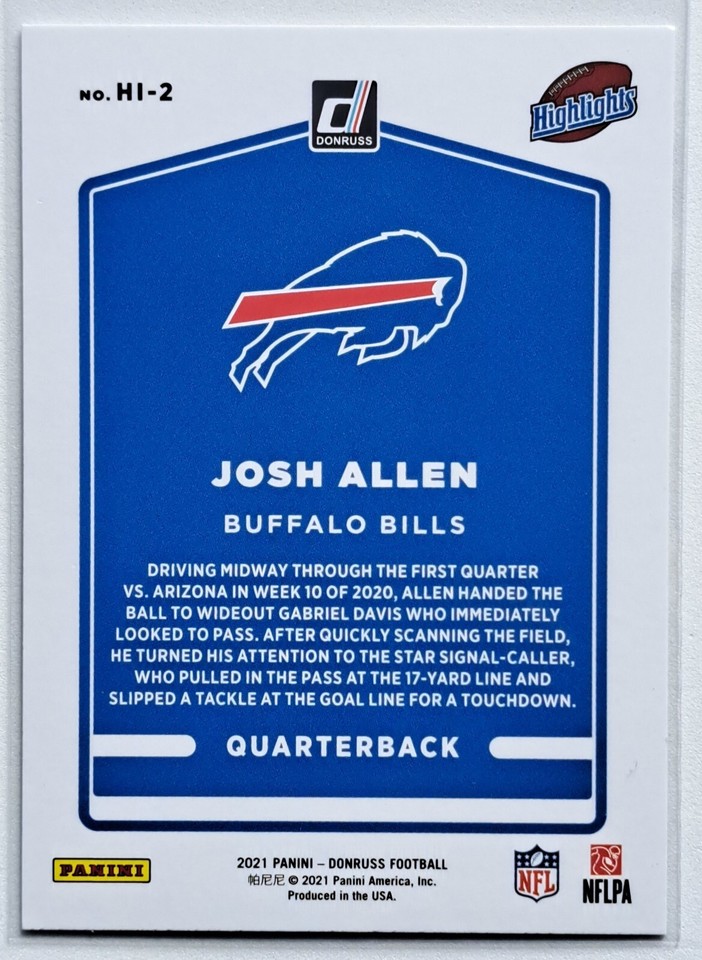 2021 Panini Donruss Football Josh Allen Highlights Buffalo Bills MVP # ...